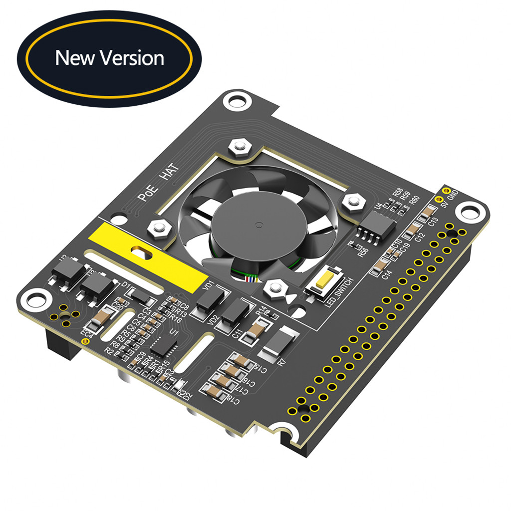 JMT For Raspberry Pi 5 PoE HAT Aluminum Case Computer Module 5 Power Over Ethernet HAT 5V 5A 25W ...