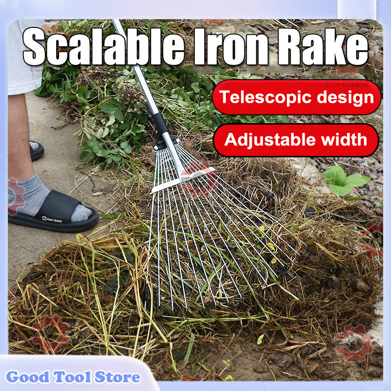 Scalable Iron Rake Grass Rake Adjustable Metal Rake Pencakar Rumput ...
