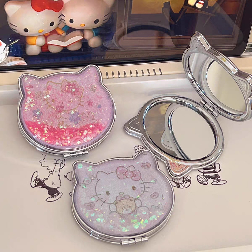 Folding Mirror Cute Quicksand Double-sided Portable Quicksand Design ...