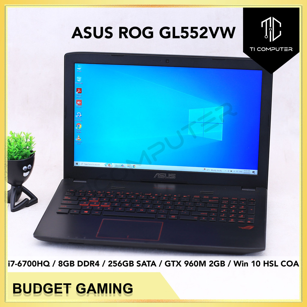 ASUS ROG GL552VW Intel Core i7-6700HQ 8GB DDR4 RAM 256GB SATA SSD GTX 960M 2GB GPU Refurbished ...