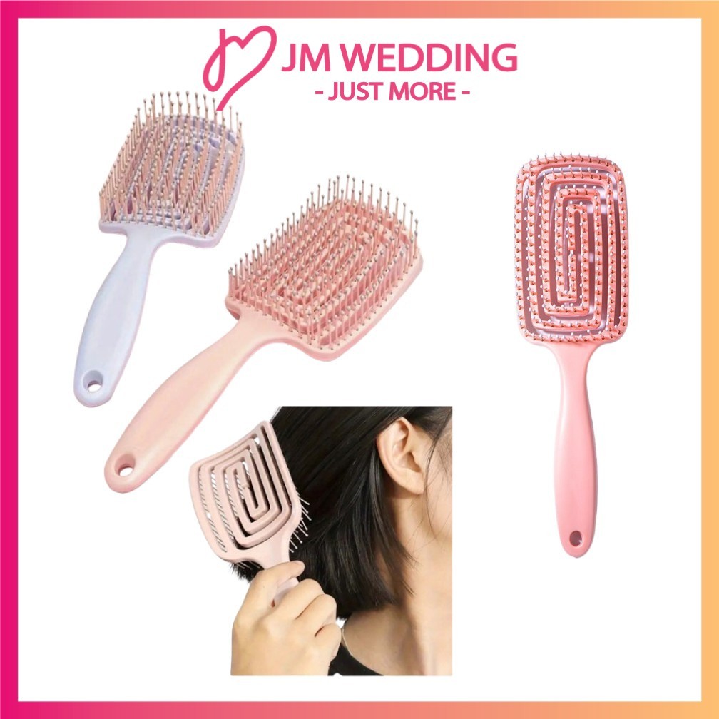 Comb Curved Vent Fluffy Straight Curly Hair Sikat Rambut Beauty Tool ...