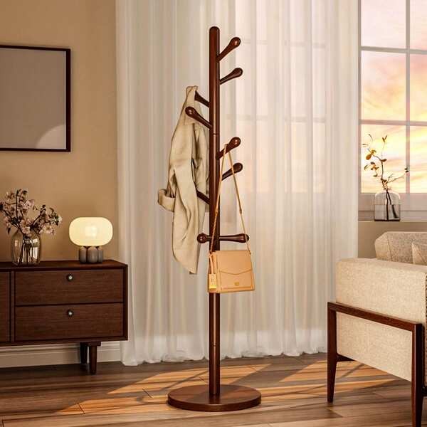 hanger baju clothes rack clothes hanging rack Rak kot kayu pepejal ...