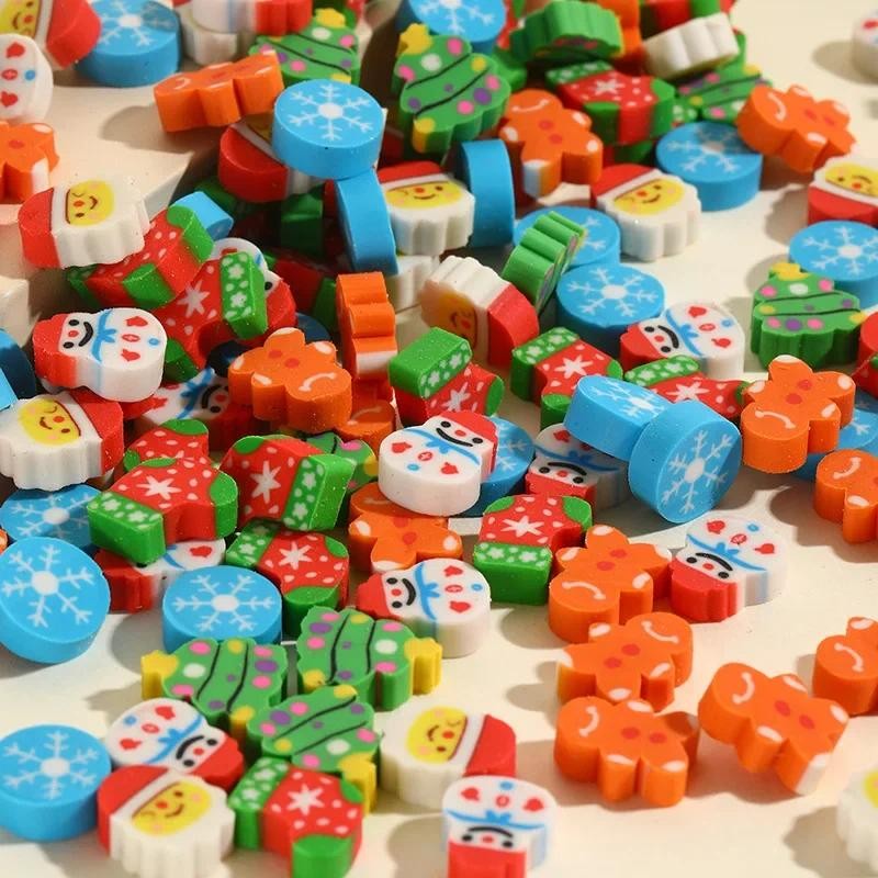 10Pcs/Lot Christmas Cartoon Eraser Kawaii Santa Snowmen Christmas Tree ...