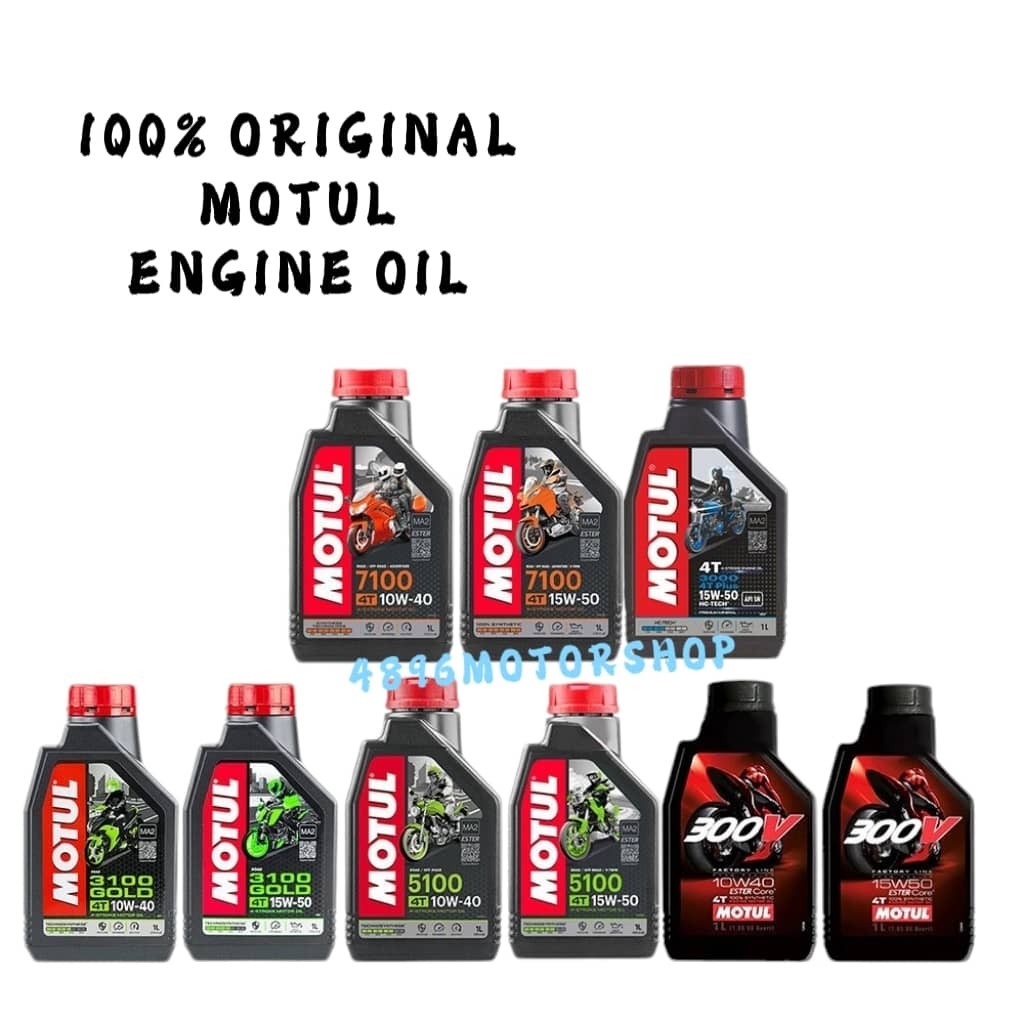 100% ORIGINAL MOTUL MINYAK MOTOR HITAM ENGINE OIL 4T MOTUL 3100 5100 7000 7100 300v H-TECH ESTER ...