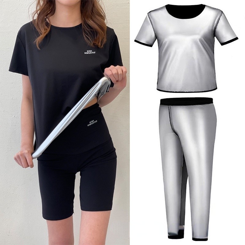 Silver Coated Corset Sweat Suit Fat Burning and Abdomen Closing Yoga ...