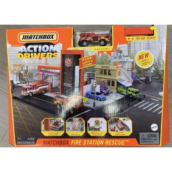Matchbox City Series Scenario Set Gas Station Fire Station Parking Lot ...