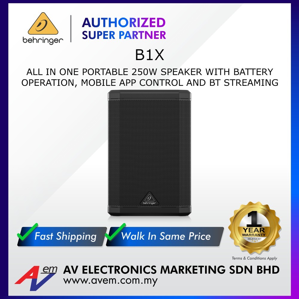 BEHRINGER B1X All-in-One Portable 250-Watt Speaker with Battery ...