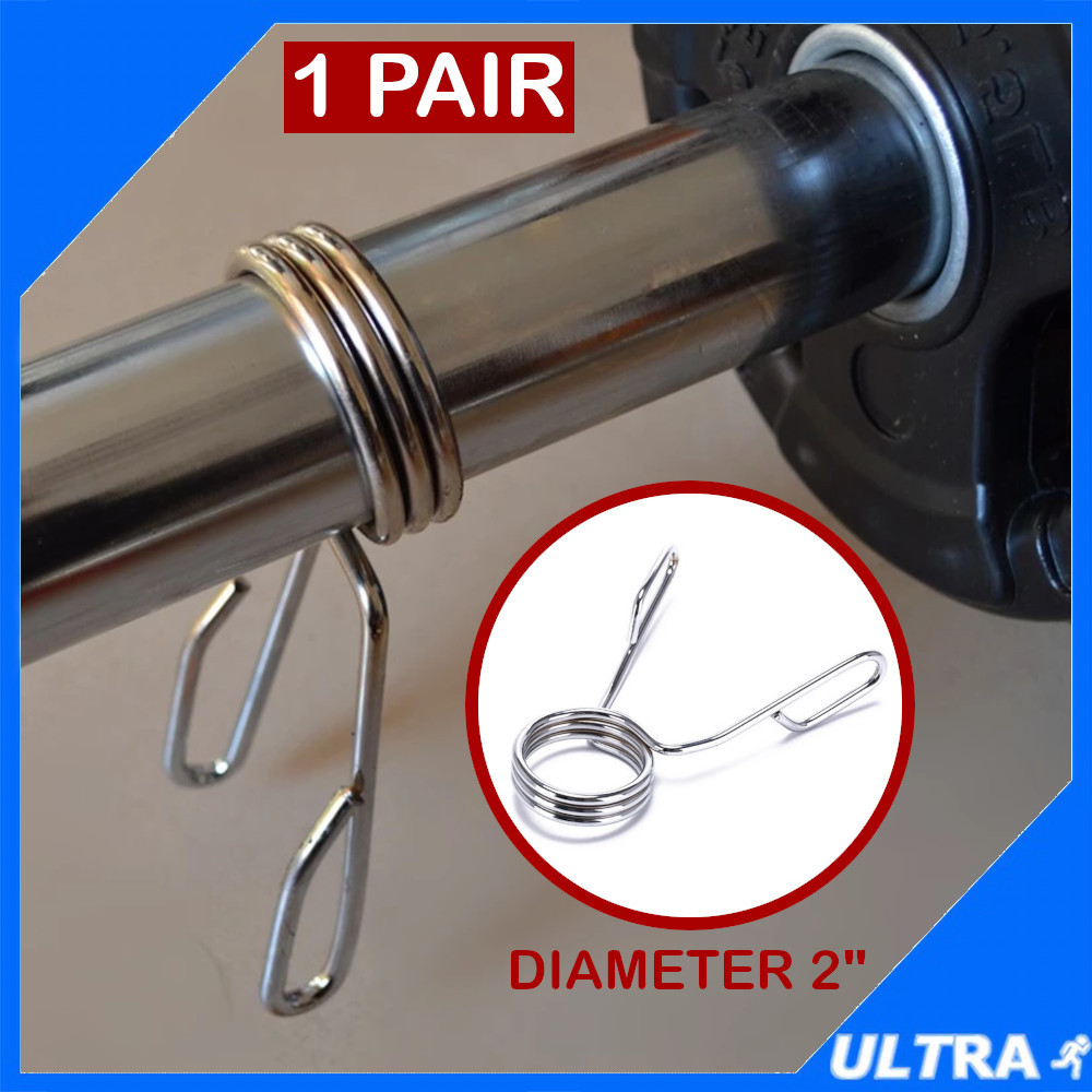 1 Pair Olympic Barbell Clip Diameter 2" Spring Collar Weight Bar ...