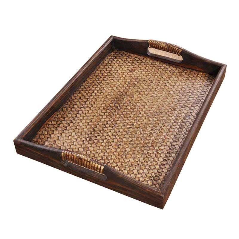 Thailand Imported Solid Wood Bamboo Woven Tray Retro Fruit Tray Thai ...