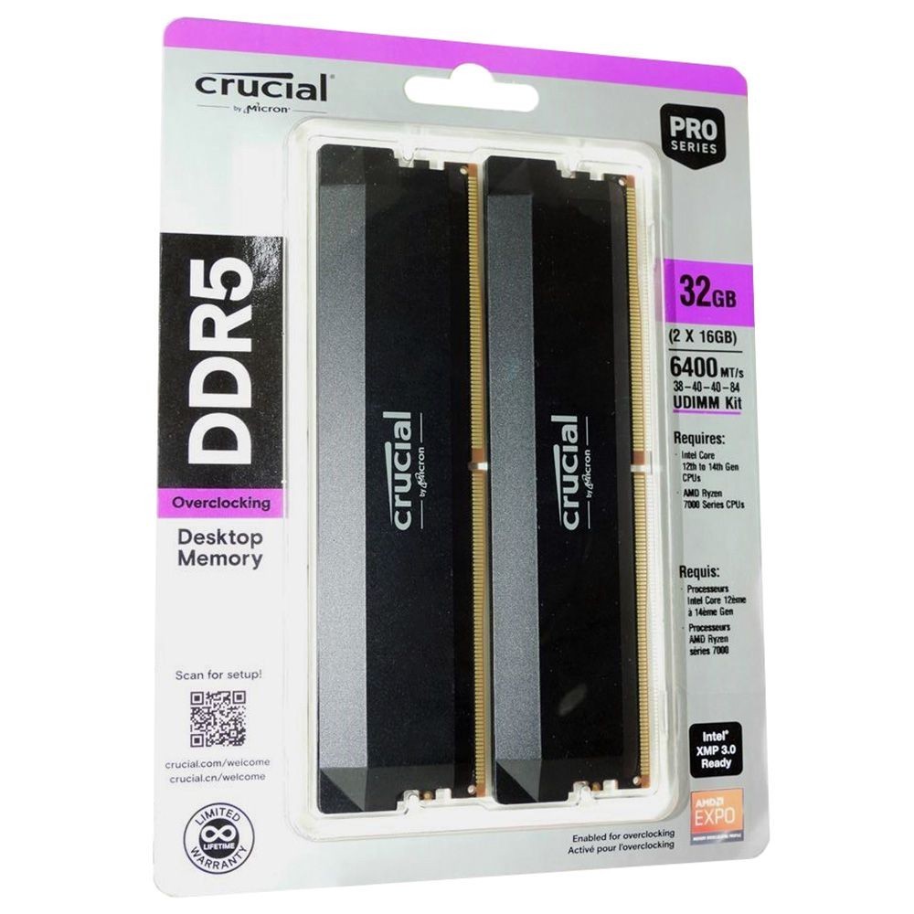 Crucial Pro Overclocking 32GB (2x16GB) DDR5 6400MHz UDIMM RAM Desktop ...