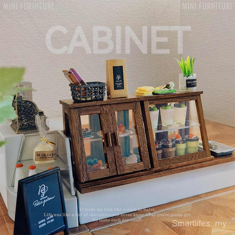 Doll House Wooden Small Double Door Snack Cabinet Mini Trapezoidal ...