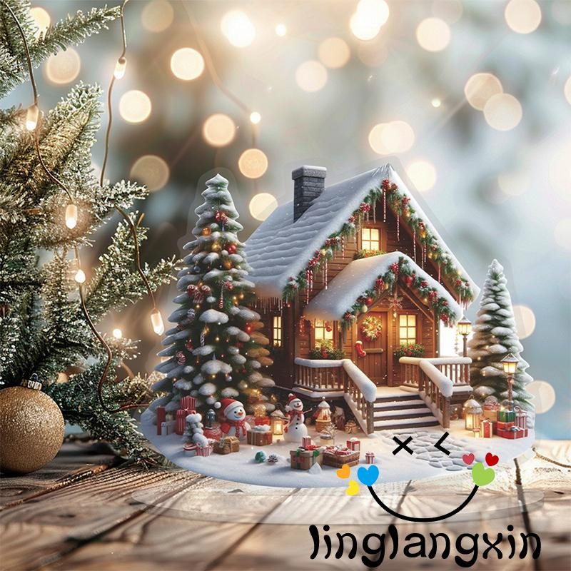 LLX-Christmas Desk Ornament Train/Santa´s /Village House Table Sign ...