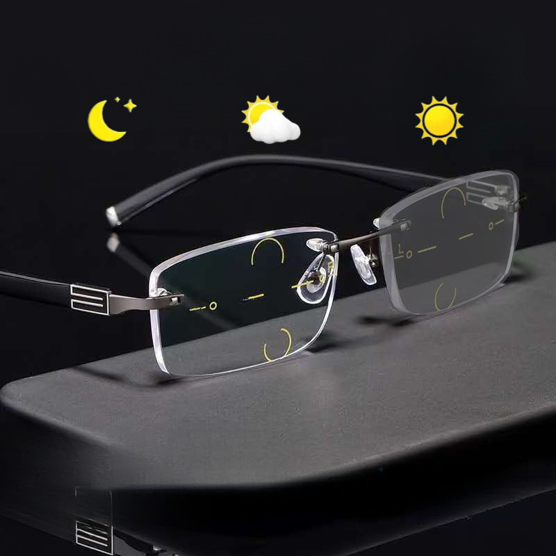High Quality Rimless Progressive Lens Eyeglasses Grade Look Near And ...