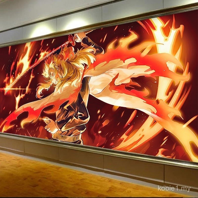 3D Anime Jepun Demon Slayer Wallpaper Tiang Api Rengoku Kyoujurou Latar ...