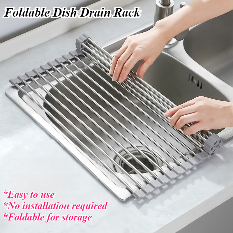 Foldable Dish Drain Rack/roll-up Fruit and Vegetable Washing Drain ...