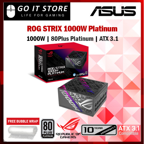 ASUS ROG STRIX 1000W PLATINUM (80PLUS PLATINUM, ATX3.1, 1000W) POWER ...