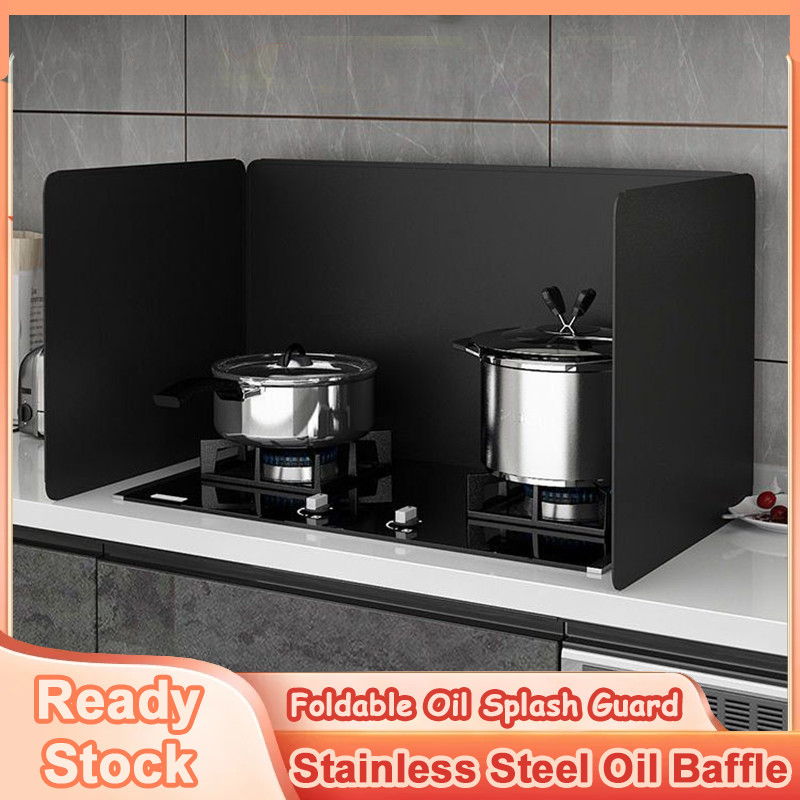 🔥Ready Stock🔥Black Kitchen Oil Splash Guard Foldable Oil Fume Baffle ...