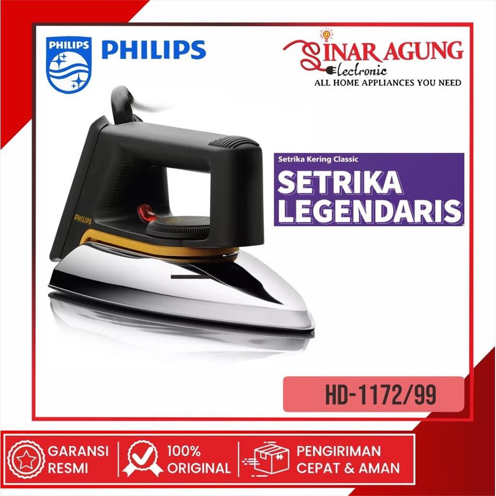 PHILIPS HD1172 / HD-1172 CLASSIC DRY IRON - OFFICIAL WARRANTY | Shopee ...
