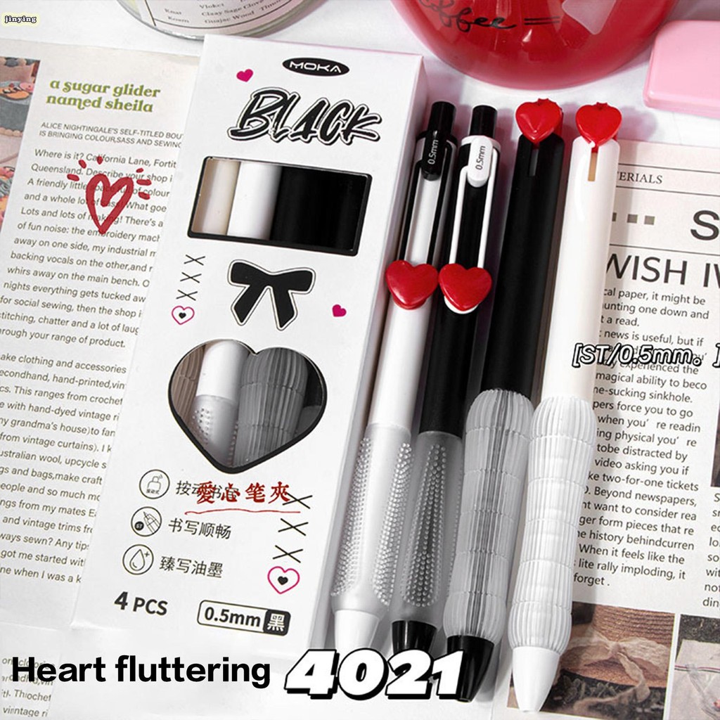 4PCS Pressed Gel Ink Pen 0.5mm Fine Point Black Ink Pens with Comfort ...