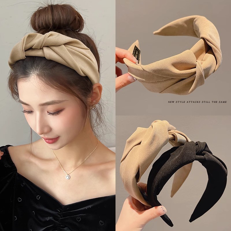Fashionable Retro Solid Color Fabric Knotted Headband | Shopee Malaysia