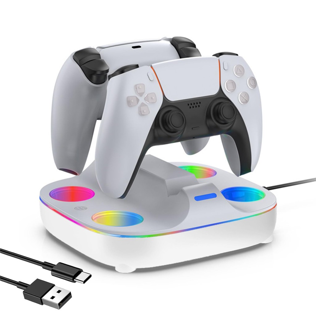 PS5 Controller Charging Station, PS5 Charging Stand Controller with RGB ...