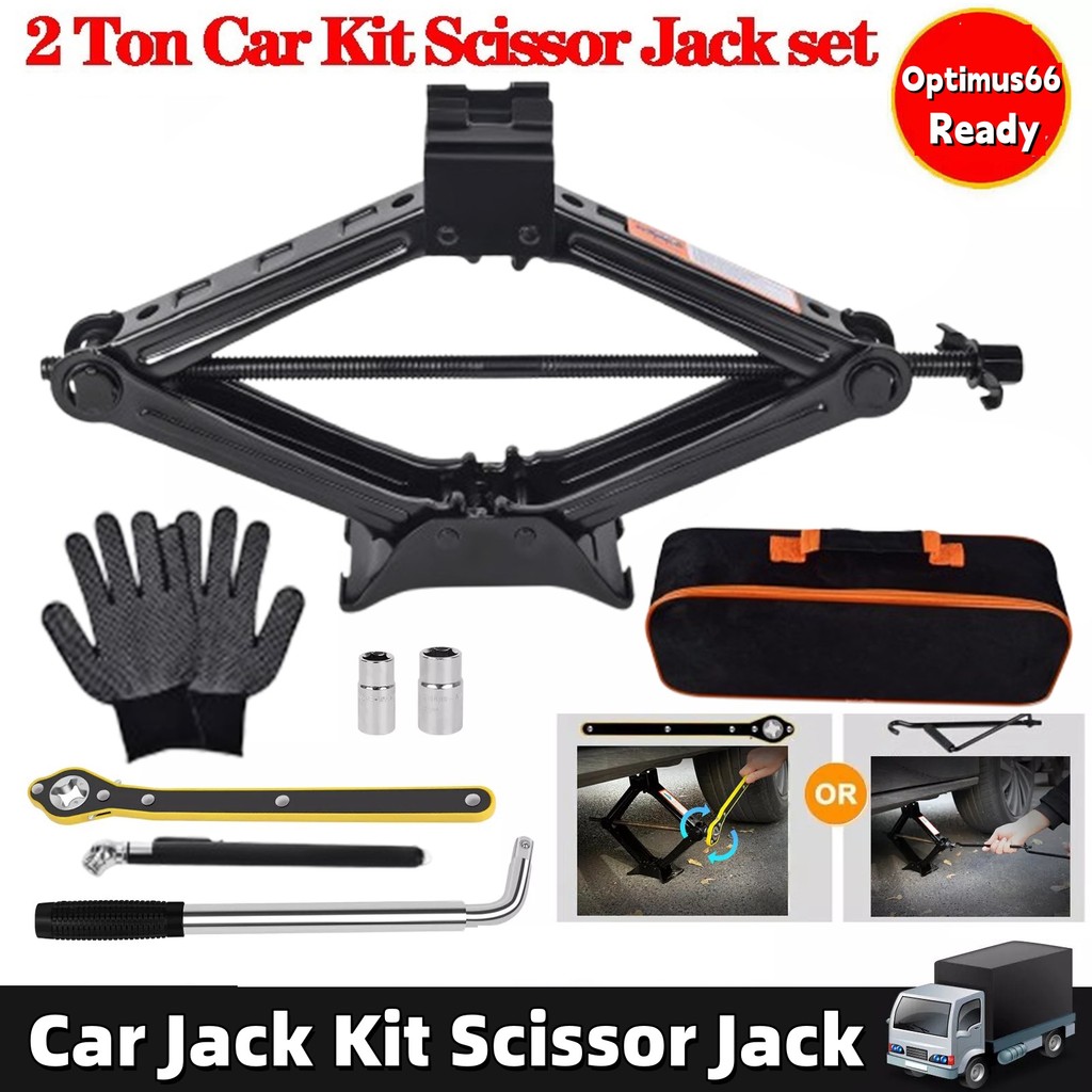 Fast Delivery⚡Car Jack Kit Scissor Jack for Car 2Ton Tire Jack Tool Kit ...