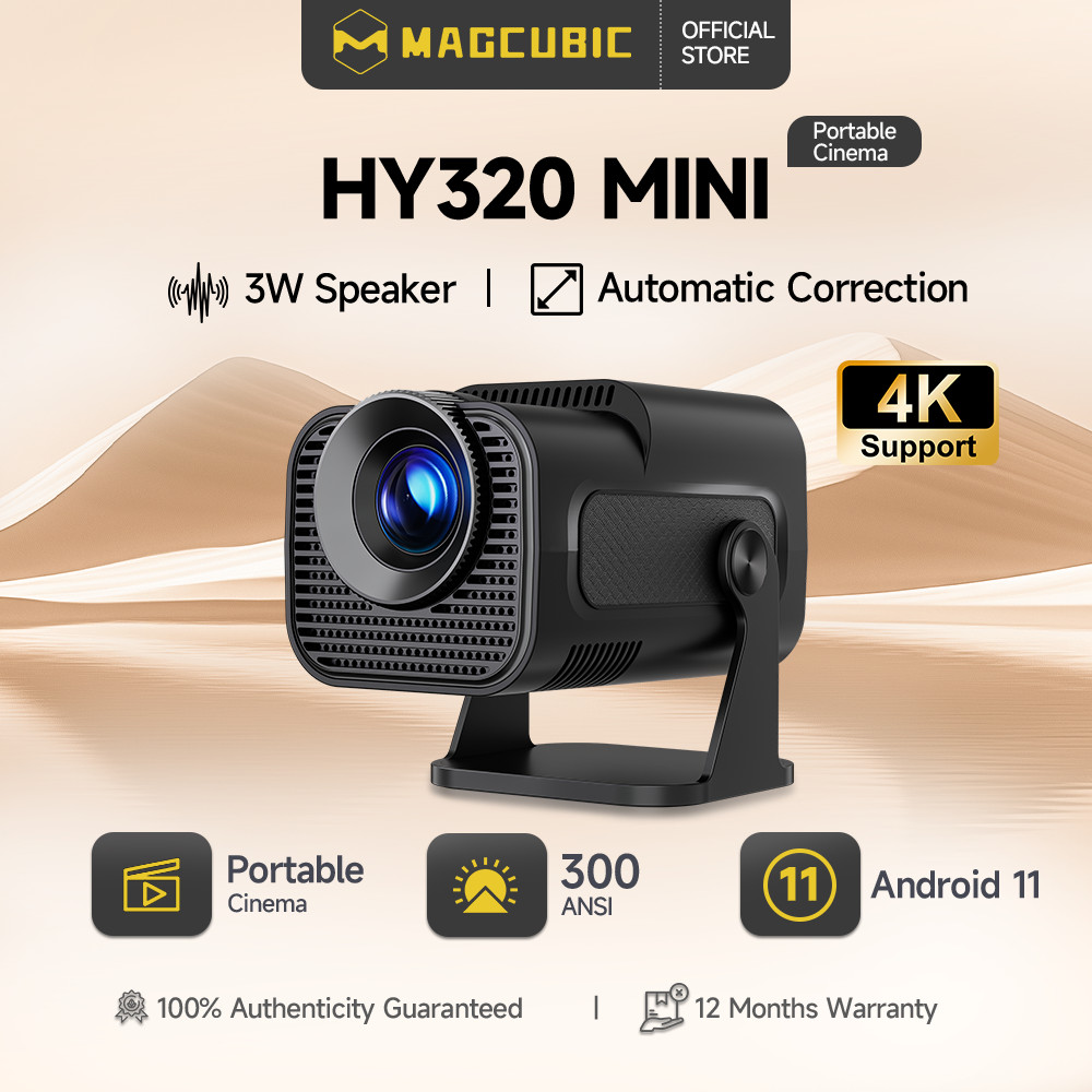 Magcubic HY320 Mini Projector 4K 300ANSI Native 720P Wifi6 Automatic ...