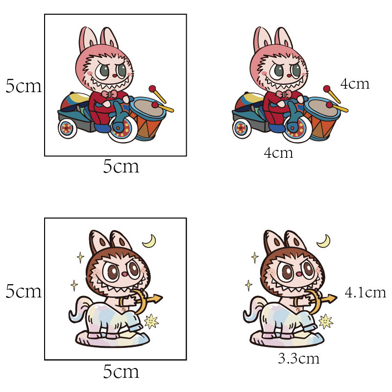5x5cm Labu Cloth Tattoo Stickers 20 Pieces Cartoon Tattoo Stickers ...