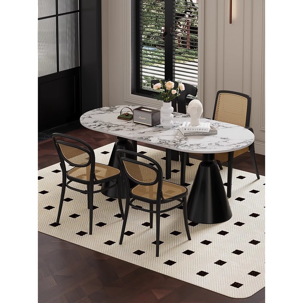 Light Luxury Premium Bulgari Rock Board Dining Table Oval Dining Table ...