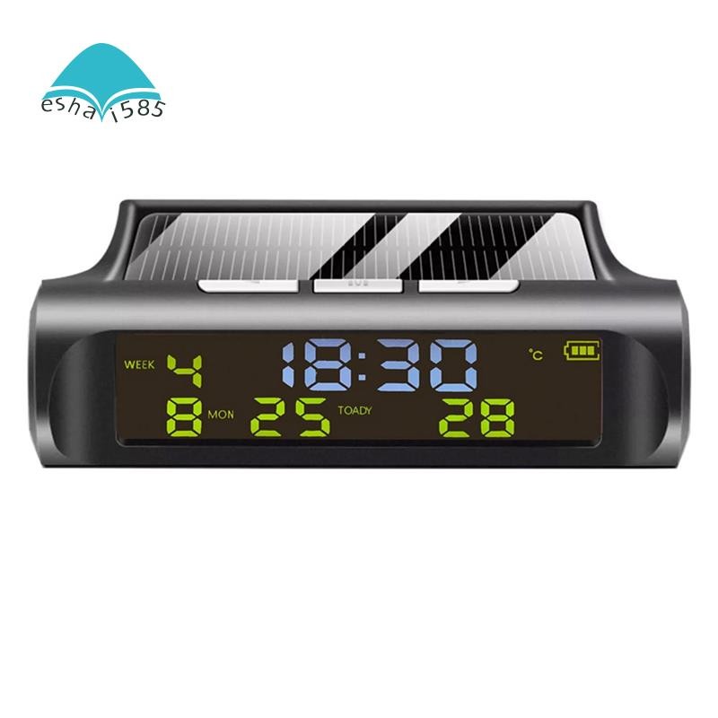Solar Car Clock Automatic Solar Clock with Week Month Calendar Time ...