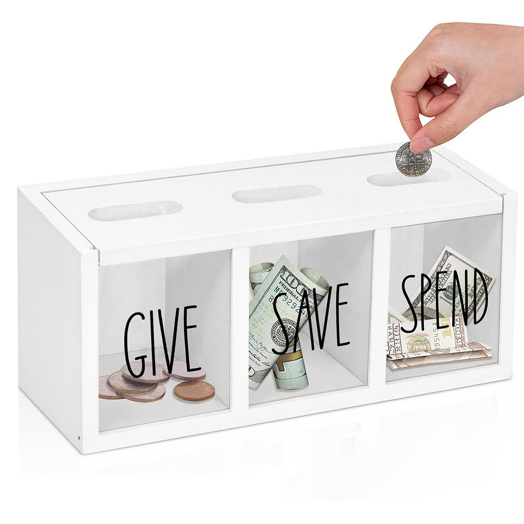 Hassle-free Deposits Money Box Wooden Piggy Bank 3-compartment Money ...