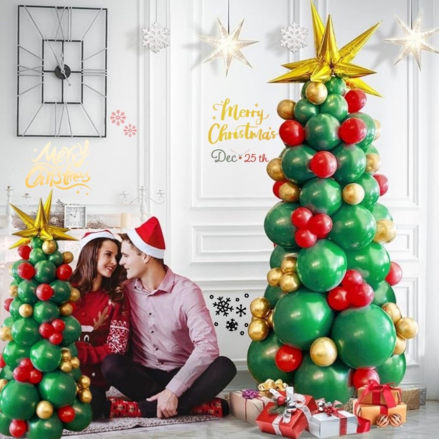 103pcs Christmas Theme Balloon Garland Arch Kit Green Red Gold Latex ...