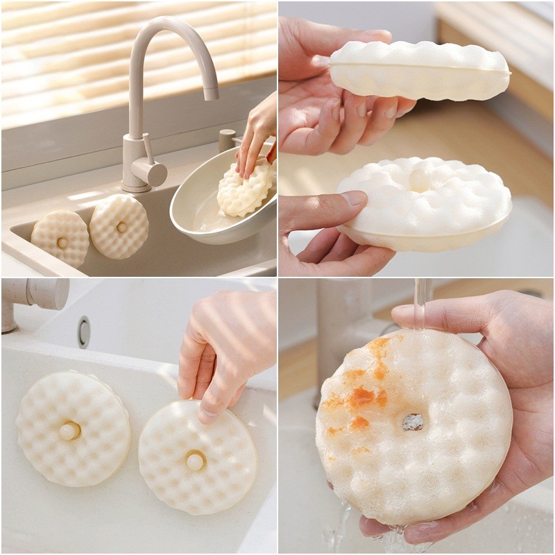 Creative Donut Shaped Dish Sponges White Kitchen Cleaning Brush ...