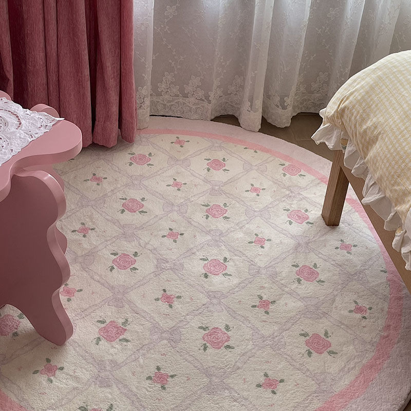 Ready Stock Pink Round Girly Style Bedroom Carpet Bedside Blanket ...