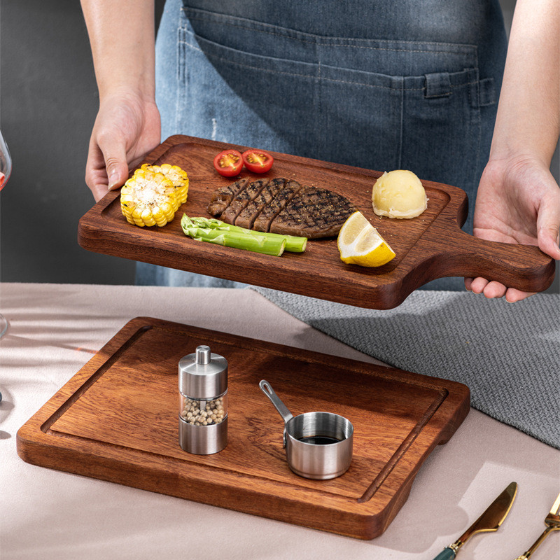 Wooden Steak Plate Western Food Plate Ebony Rectangular Solid Wood ...