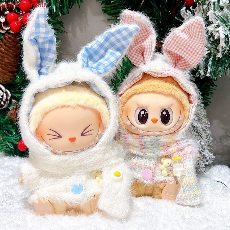 Labubu V2 generation labubu baby clothes cute winter rabbit coat scarf ...