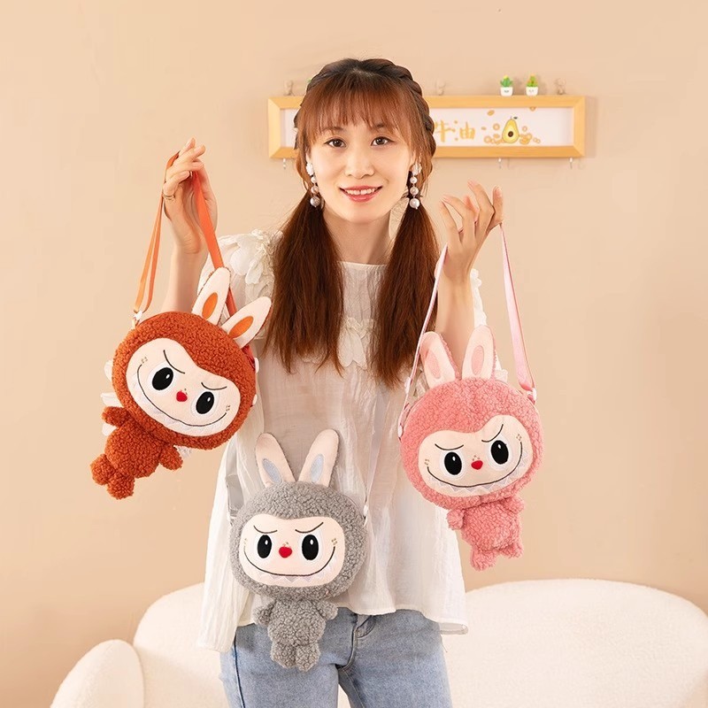 Kawaii labubu Plush Messenger Bag Girl Handbag Children Cartoon Plushie ...