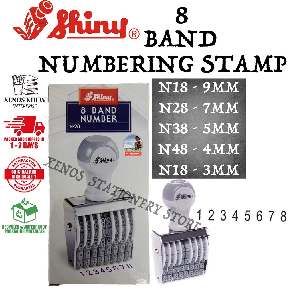 SHINY 8 BAND NUMBER STAMP / 8 DIGITS NUMBERING CHOP N58 N48 N38 N28 N18 ...