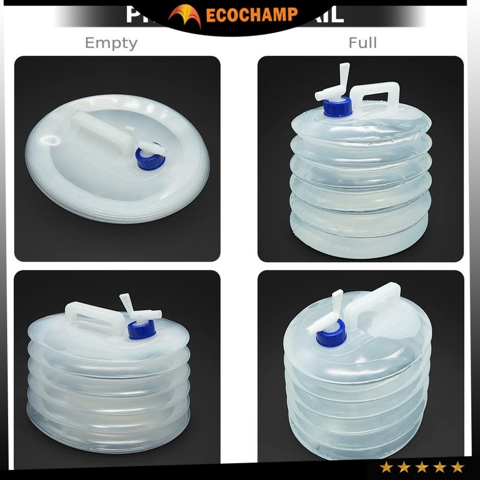 ECOCHAMP Folding Water Container, 5L/10L/15L Collapsible & Portable Water Container BPA-Free for ...