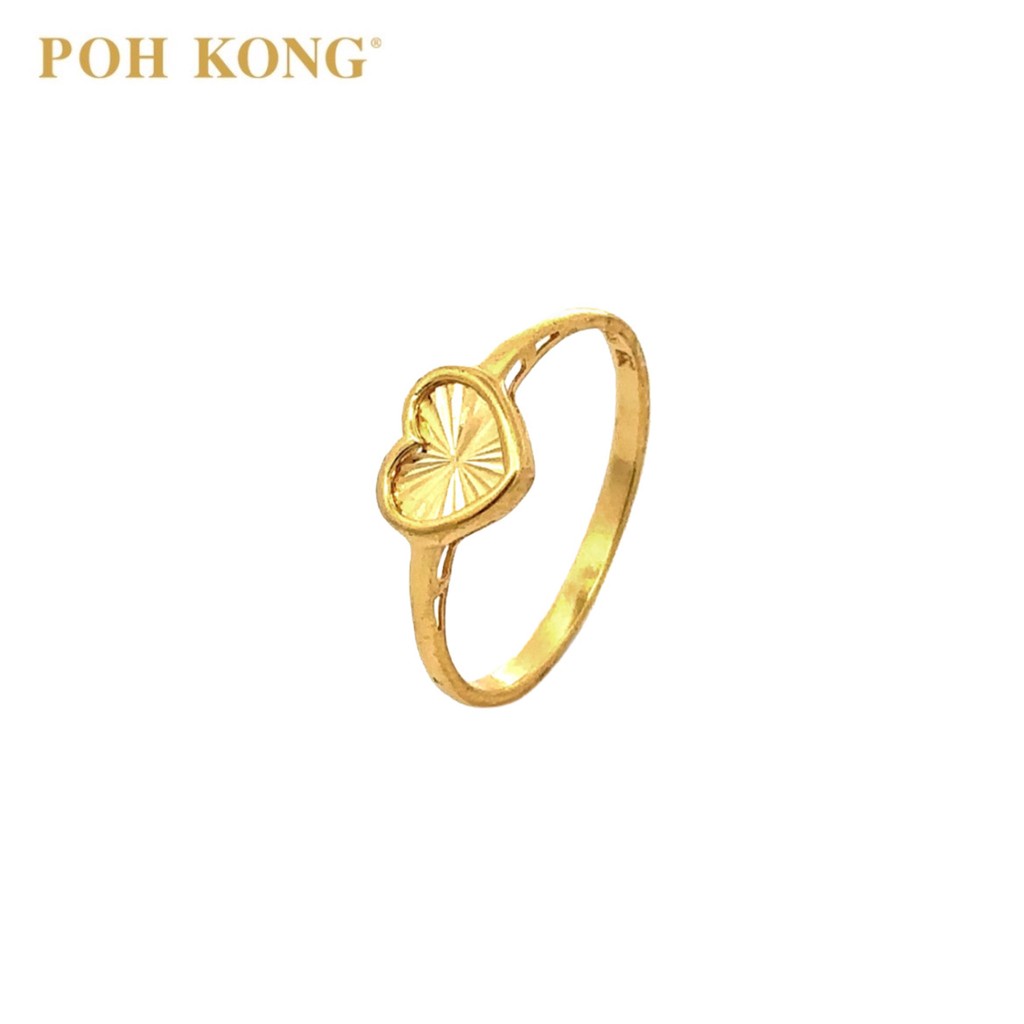 POH KONG 916/22K Yellow Gold Heart Shape with Sunburst Design Ring | Shopee Malaysia