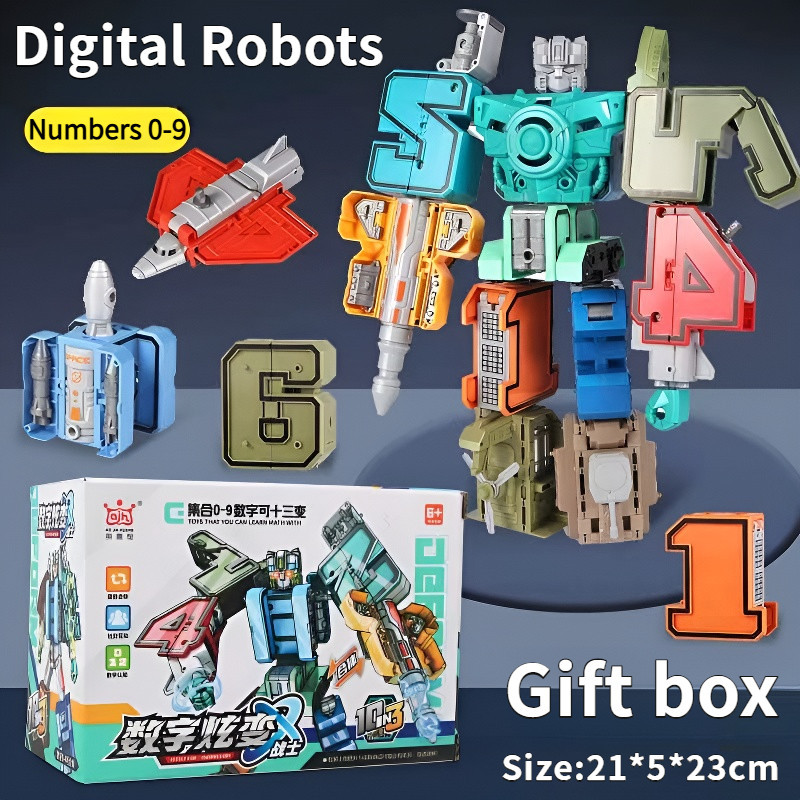 0-9 Transformers Number Robot Toys 10 Pcs Digital Assembly Toys ...