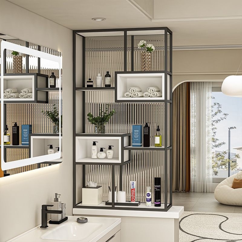 Screen partition bathroom entry cream shelf modern simple long rainbow ...