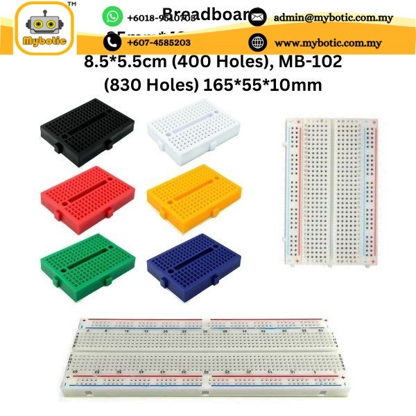 Breadboard 35mm*42mm (170 Holes), 8.5*5.5cm (400 Holes), MB-102 (830 ...