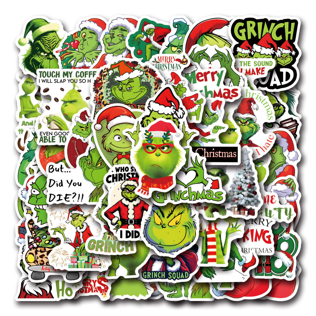 55pcs The Grinch Cartoon Movie Waterproof PVC Stickers | Shopee Malaysia