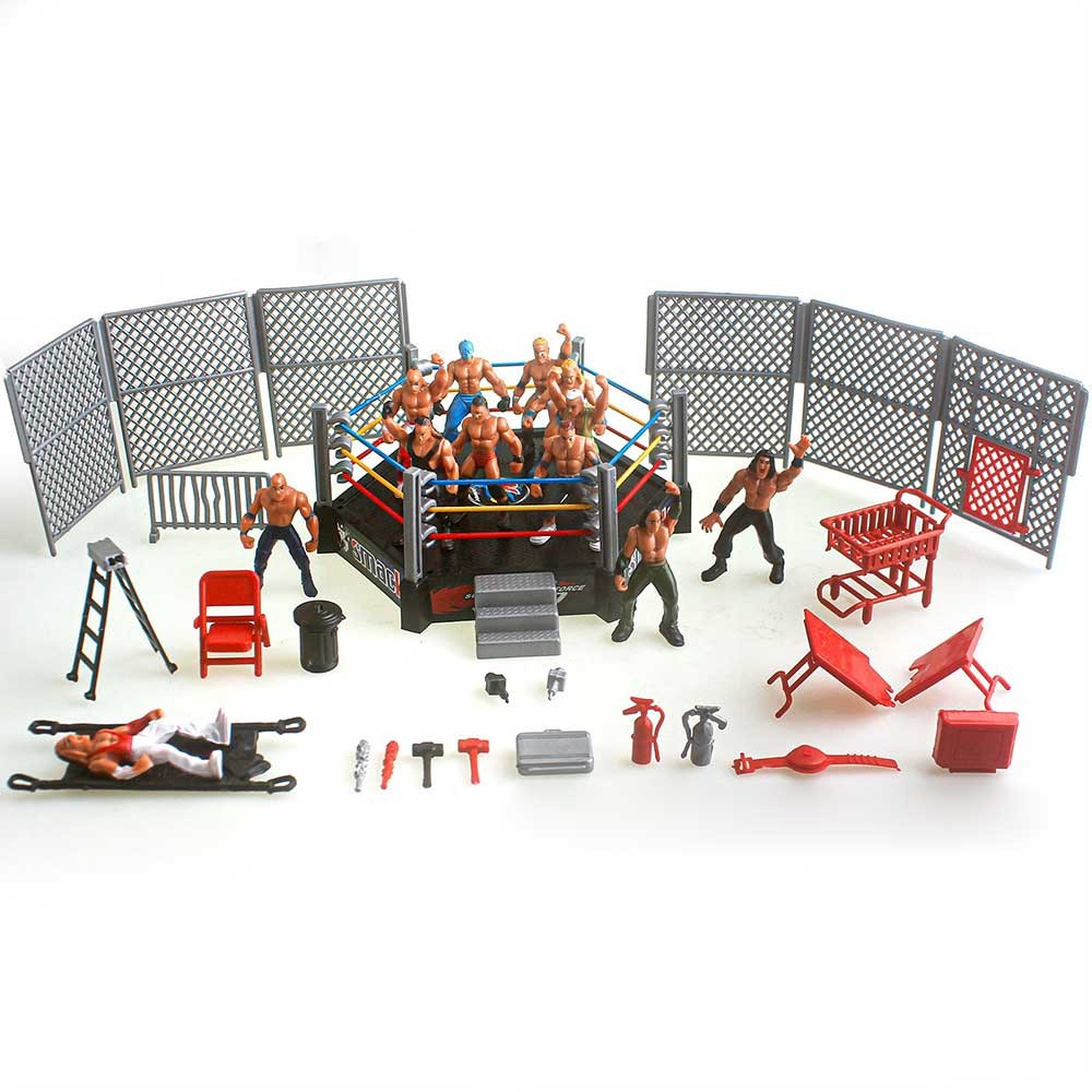 Mini WWE Wrestler Ring Character Scene Cosplay Action Figure Model Set ...
