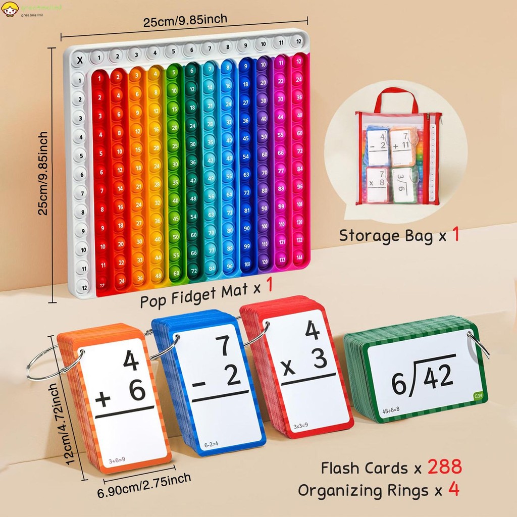 Math Flash Cards Pop Fidget Chart Addition & Subtraction Math Games ...