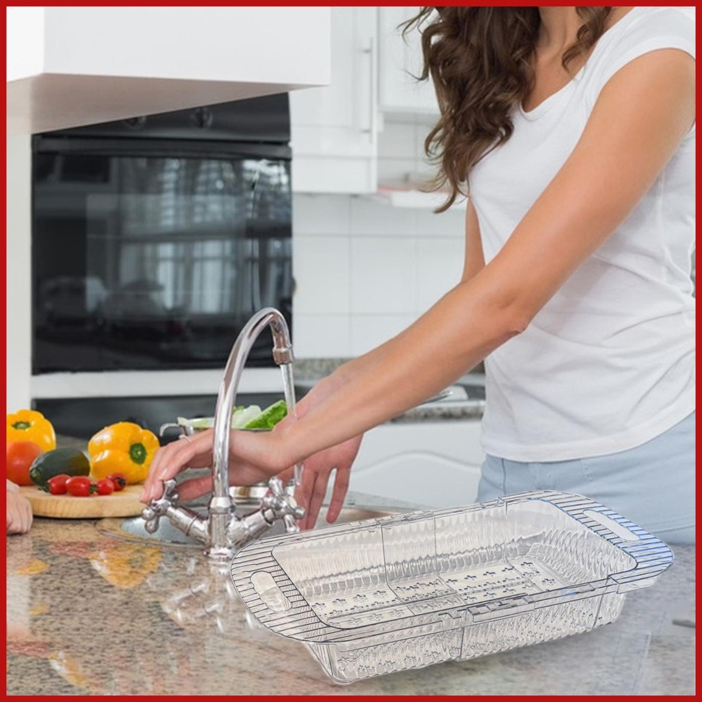 Extendable Sink Colander Adjustable Fast Draining Strainer Basket With ...