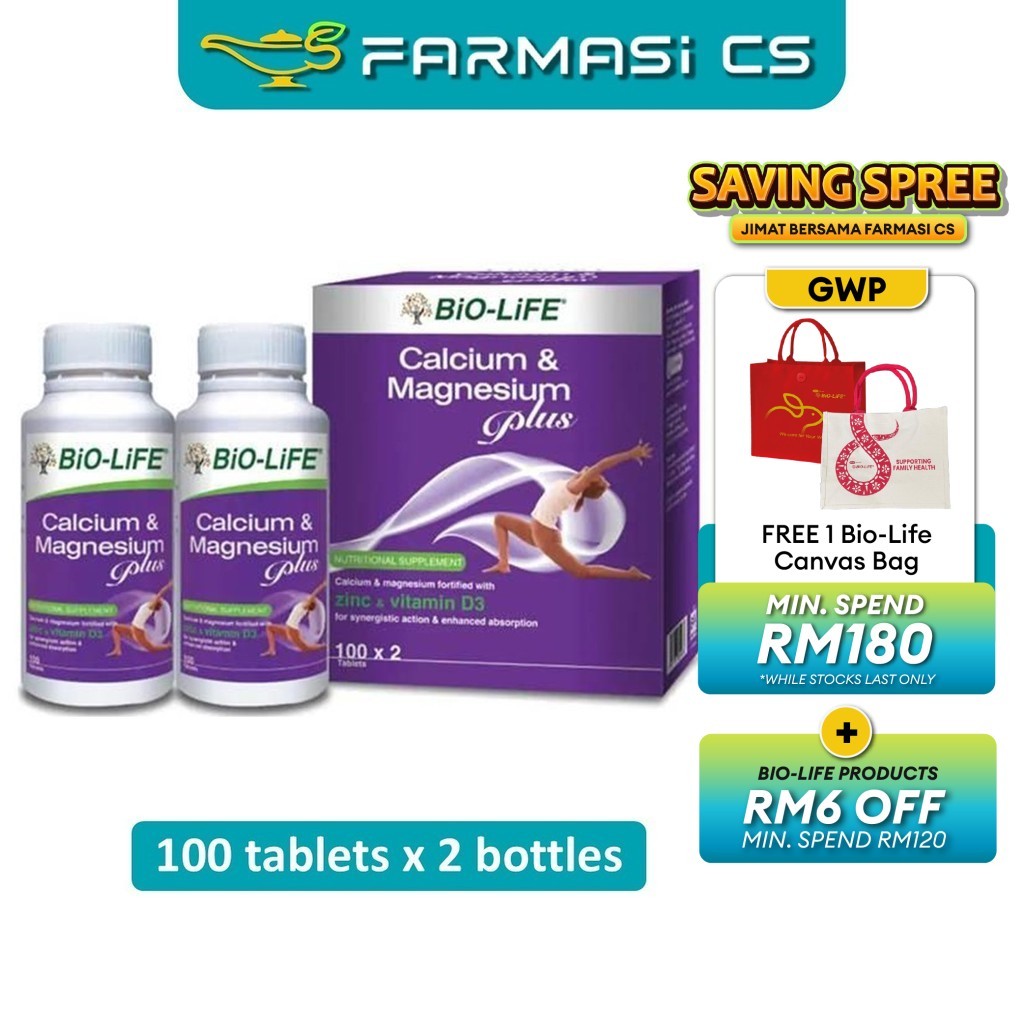PROMO Bio-Life Calcium & Magnesium Plus 100s x 2 (TWIN) EXP:02/2026 ...