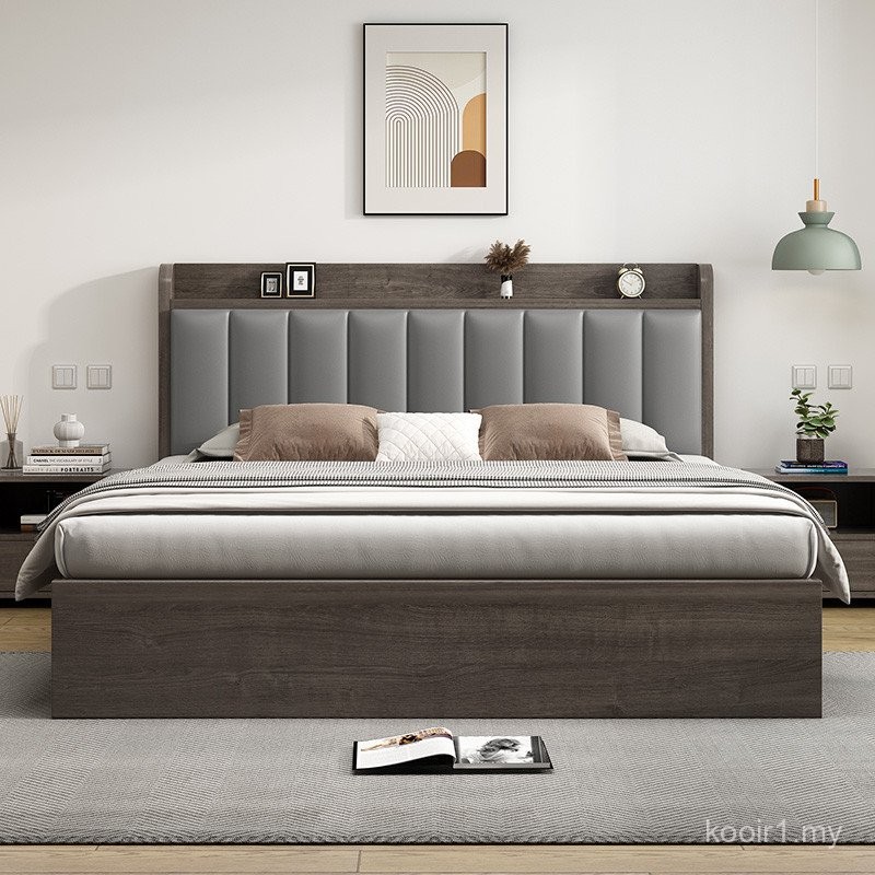 Katil Kayu Pepejal untuk Kegunaan Rumah, Gaya Ringkas Moden, Katil ...