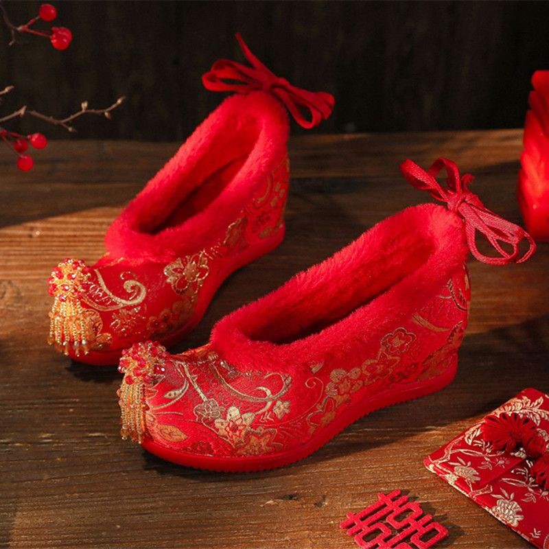 New Red Hanfu Wedding Shoes Wedding Ancient He Tassel Bride Wedding ...